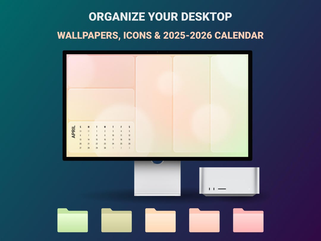 Computer Wallpaper Calendar 2025-2026, Work Desktop Organizer MacBook ...