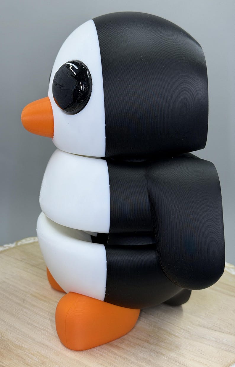 Adorable 3D Printed Articulated Penguin - Black, White & Orange - Cute ...