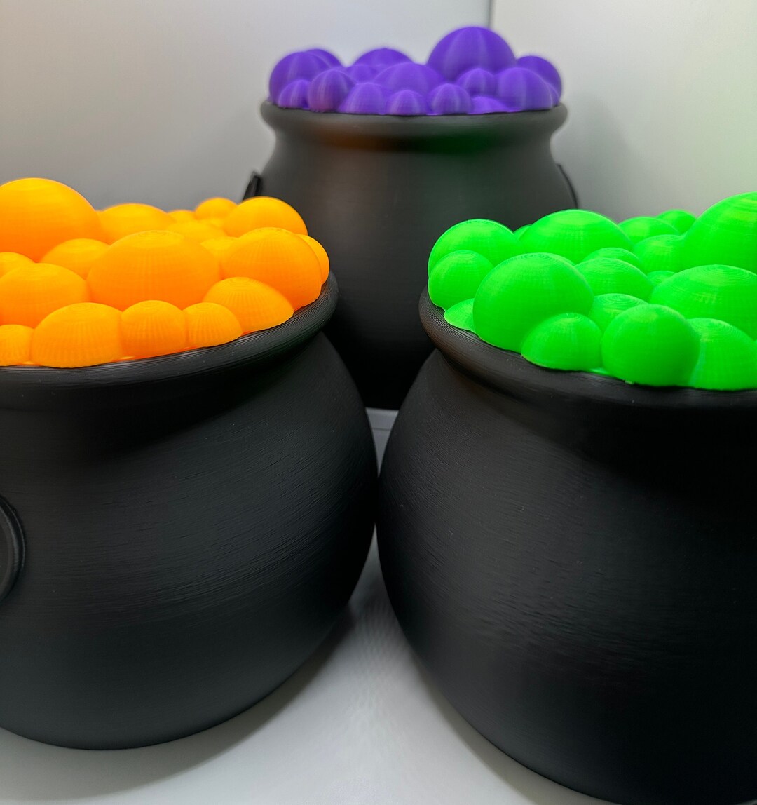 Halloween Cauldron Container With Flat Lid & Bubble Topper - Small or Large - Free Shipping - Etsy