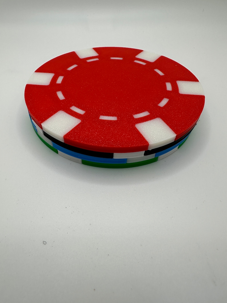 Poker Chip Drink Coasters - Set of 4 With Holder, Casino Theme, Game ...