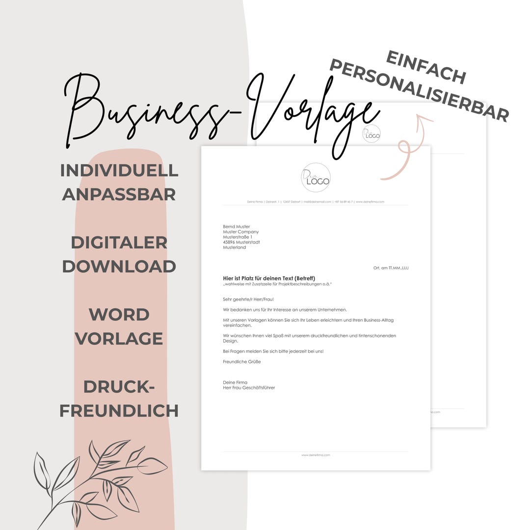 Business Template Word, Digital Download, Customizable Template for ...