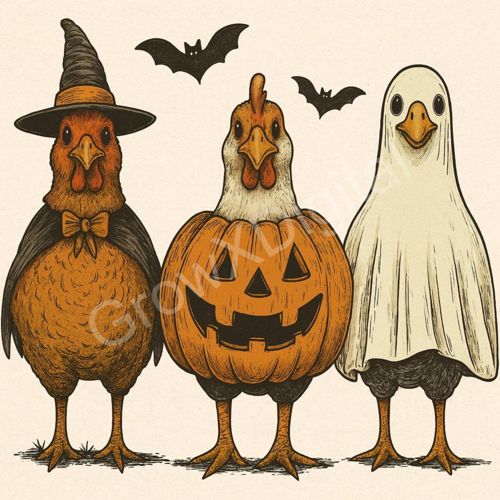 Ghost Chicken PNG, Pumpkin Chicken Clipart, Cute Halloween Farm Animal ...