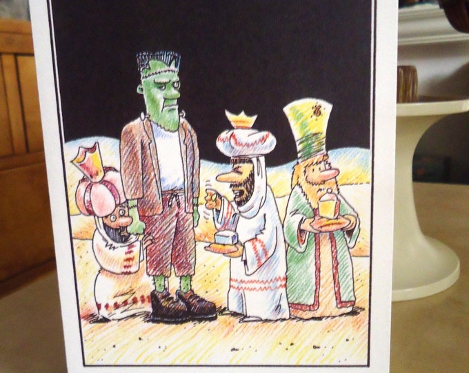 FRANKENSTEIN HOLIDAY CARD, Frankincense, Modern Monster Humor, 3 Not so ...