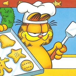 GARFIELD CHRISTMAS CARD, 1978, Garfield, Pastry Chef, Holiday Cookies ...