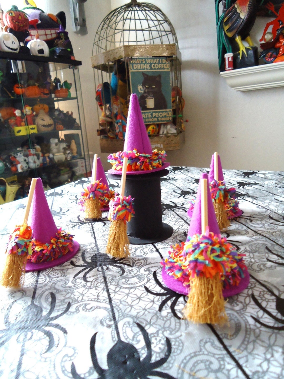 DOLL WITCH ACCESSORIES, Purple, Festooning, Witch Hat & Broom, Fits ...