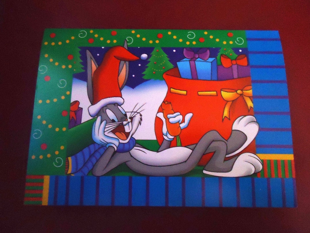 BUGS BUNNY CARD 1999 Looney Tunes Embossed Christmas Card - Etsy