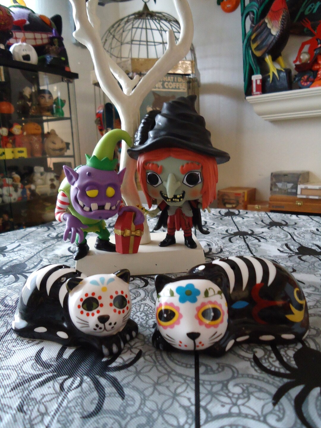 HALLOWEEN S&P SHAKERS Cat Skeleton Pop Art Style Ceramic - Etsy