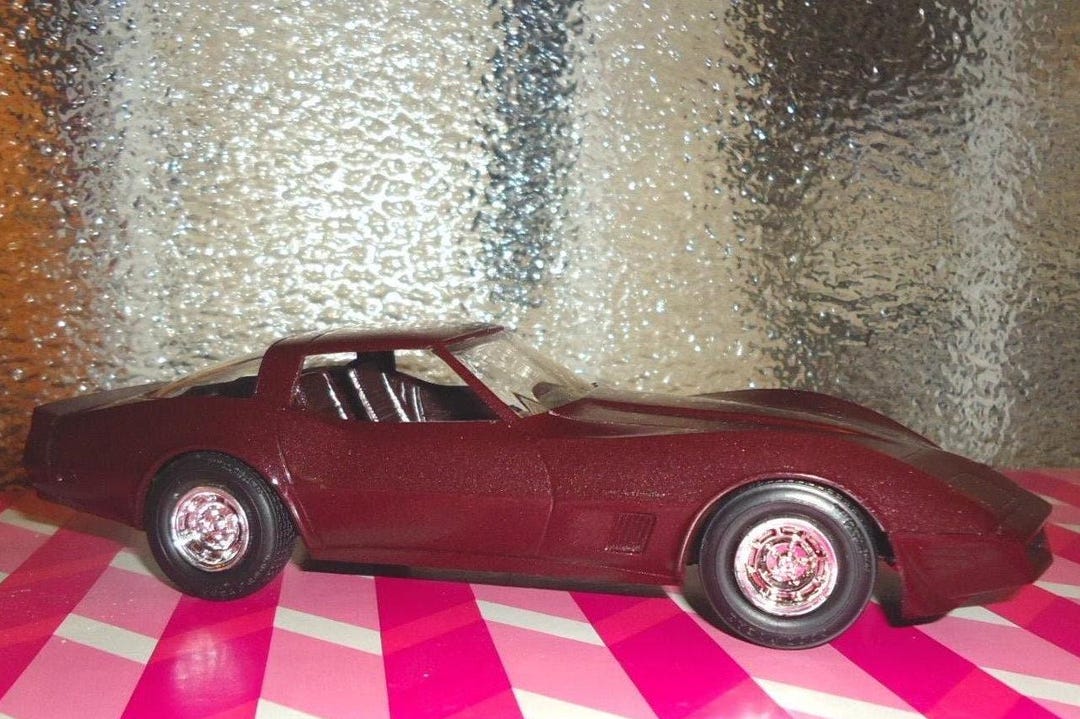 CHEVY CORVETTE PROMO, 1982, Dark Claret Plastic Car, Dealership, Scale ...