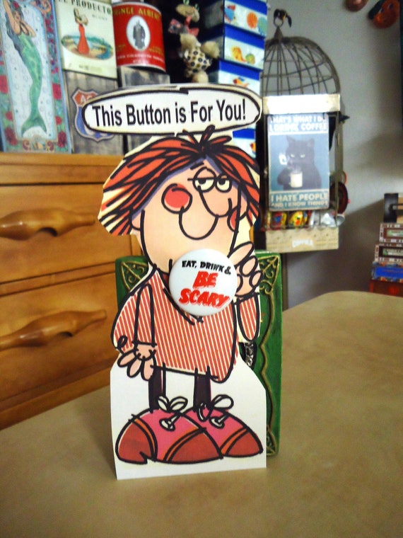 PIN BACK BUTTON, Vintage, Eat, Drink & Be Scary, 1.5 … - Gem