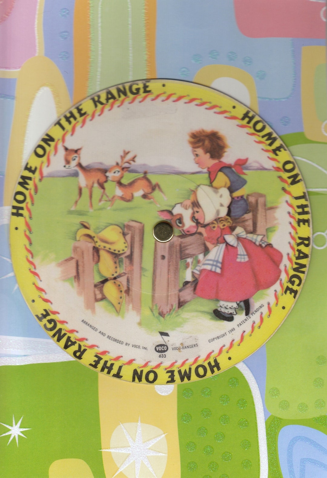 VOCO CARDBOARD RECORD, 1949, Home on the Range, What Would You Like to ...