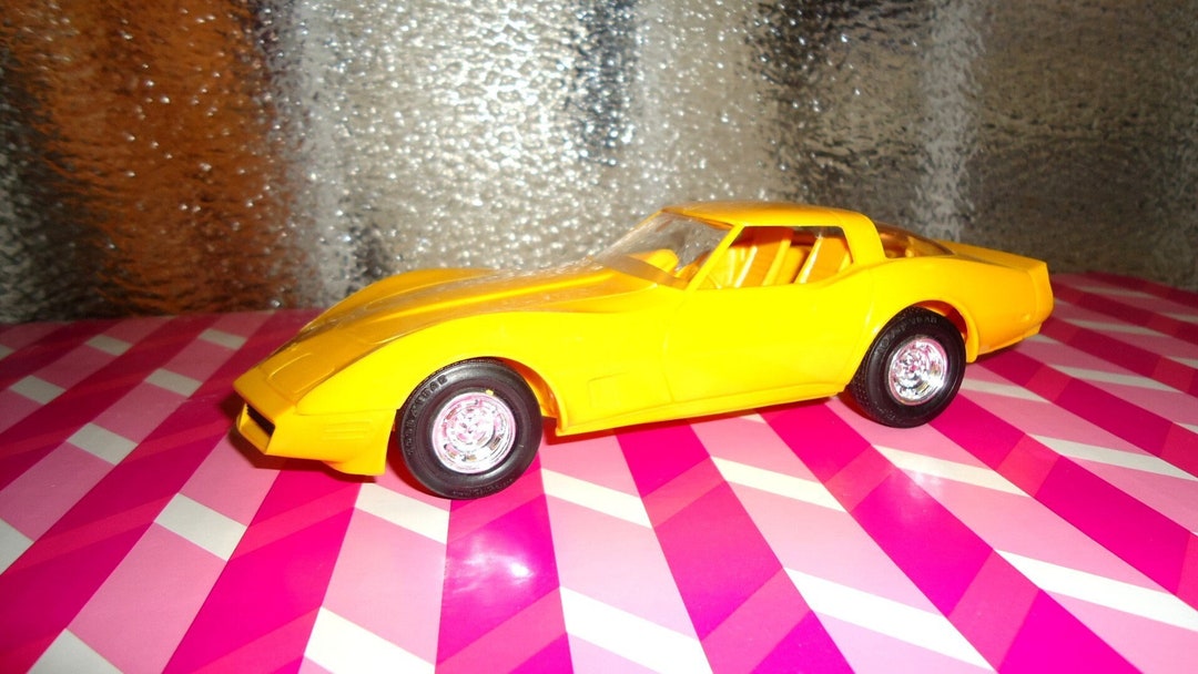 CHEVY CORVETTE PROMO, 1980, Yellow Plastic Car, Dealership, Scale Model ...