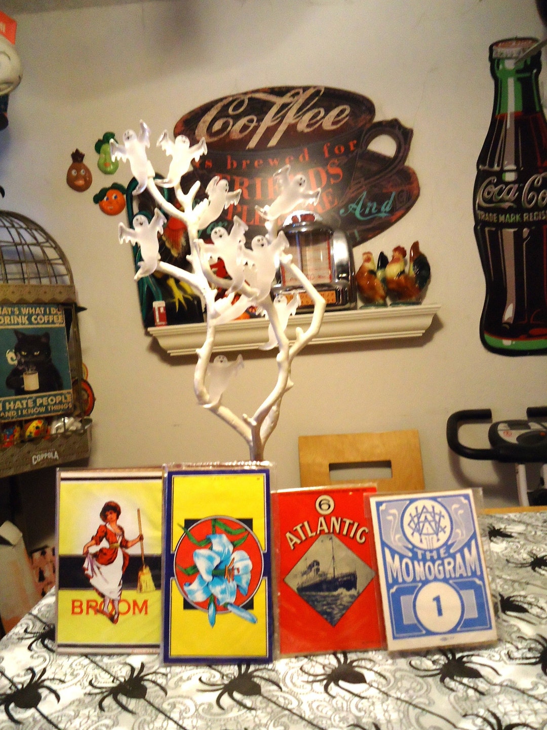 VINTAGE BROOM LABELS, 1920s, Four 4, Broom Labels, Witchy Woman, Flora ...