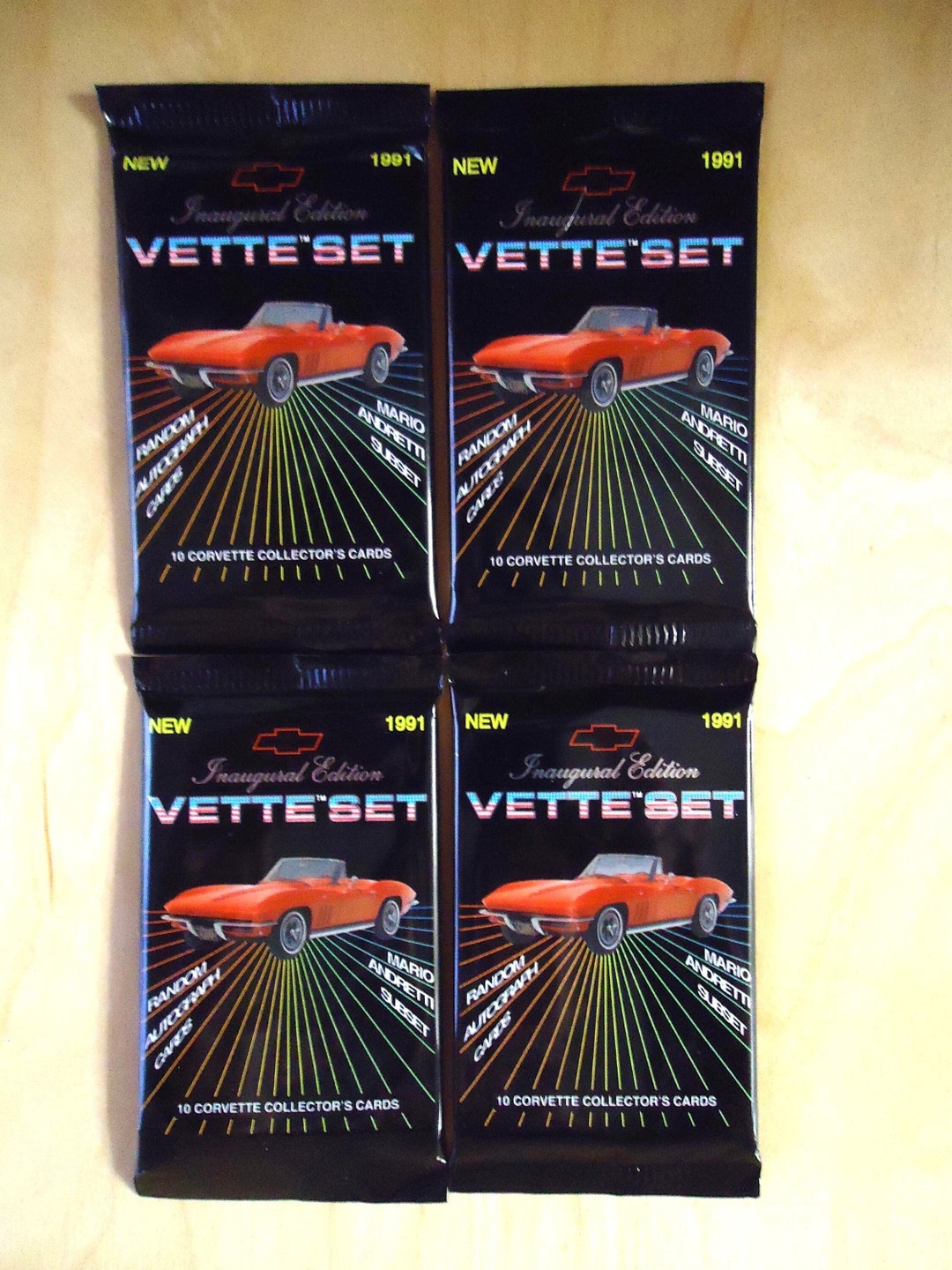 CORVETTE TRADING CARDS, 1991, Vette'set, 4 Pack Lot, 10 Collectors ...
