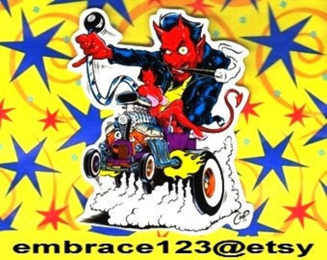 DEVIL 8BALL STICKER, Artist Coop, Devil, Vinyl Hot Rod Sticker, Demon ...