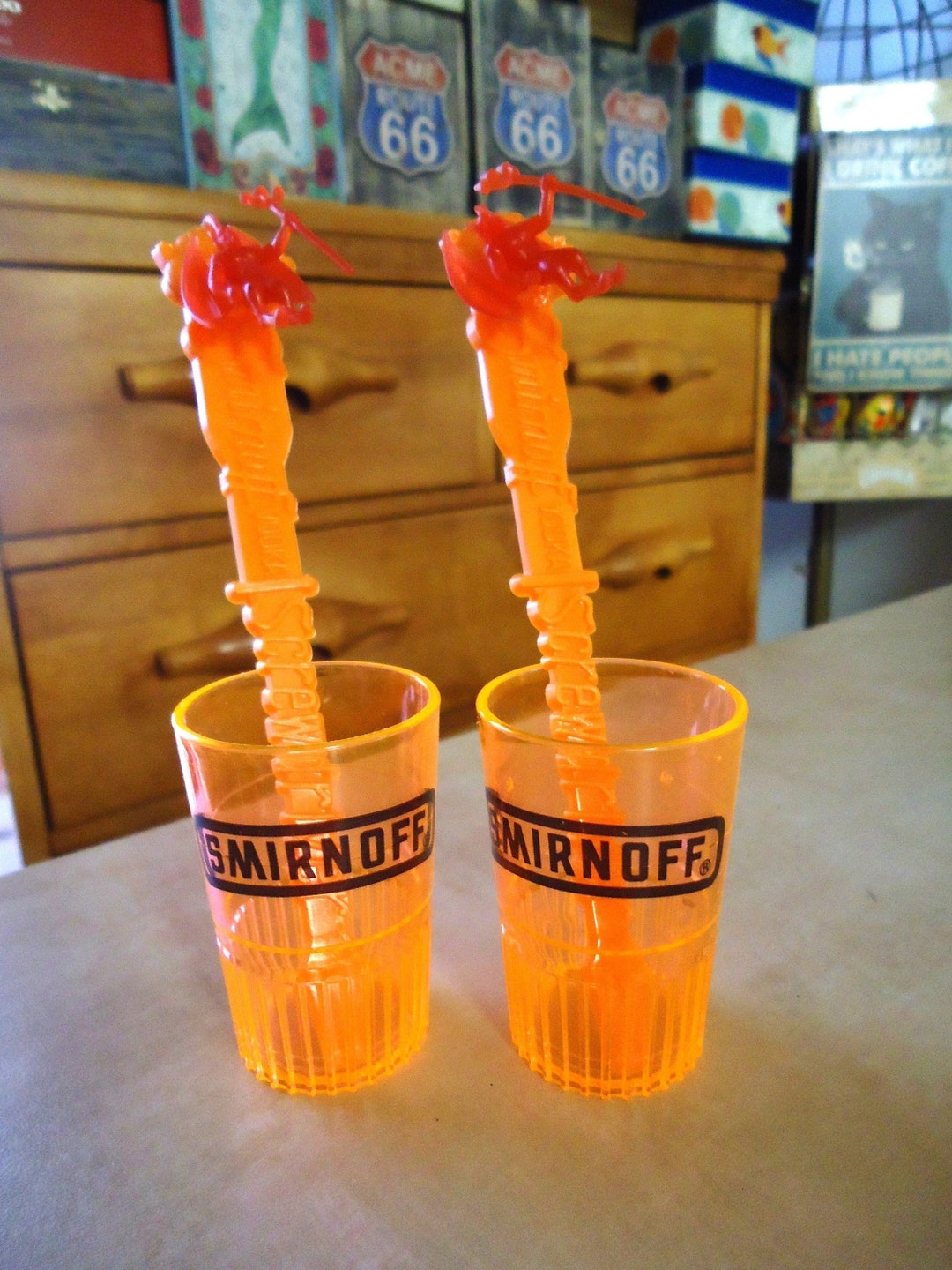 SMIRNOFF VODKA SCREWDRIVER, Barware, Stirrers, Orange Plastic Shot ...