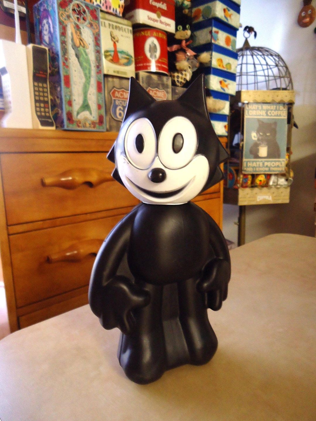 BATH SOAP BOTTLE, 1989, Felix the Cat, Black & White Cat, Empty ...
