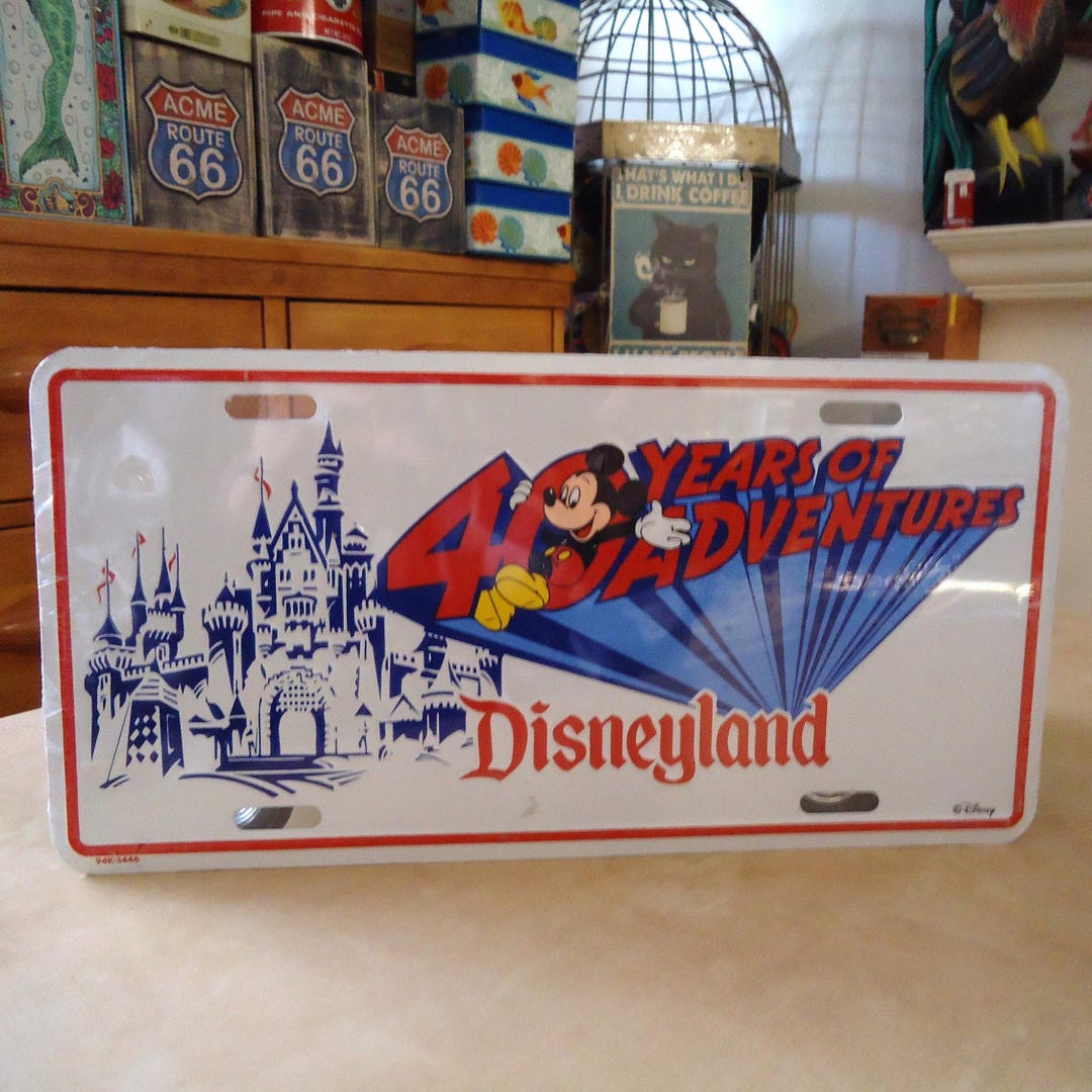 DISNEYLAND LICENSE PLATE, 1995, 40 Years Adventure, Advertising, Litho ...