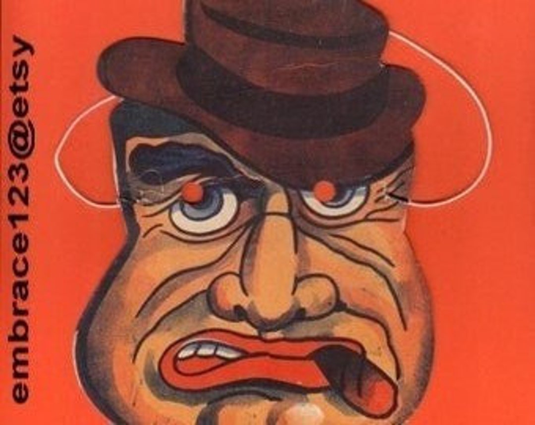 BOSSMAN MOBSTER MASK, 1940s, Halloween, Die Cut, Thin Cardboard, Cigar ...
