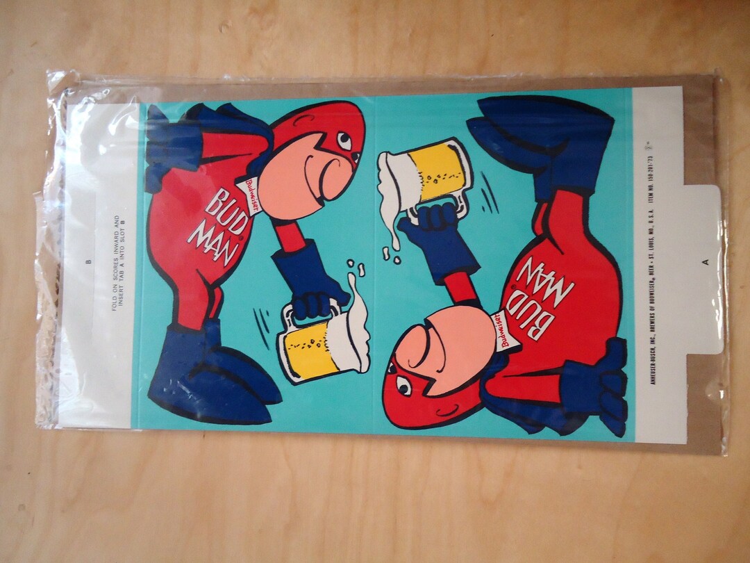 BUDWEISER TABLE TENT, 1973, One (1), Bud Man, Budman, Beer, Anheuser ...