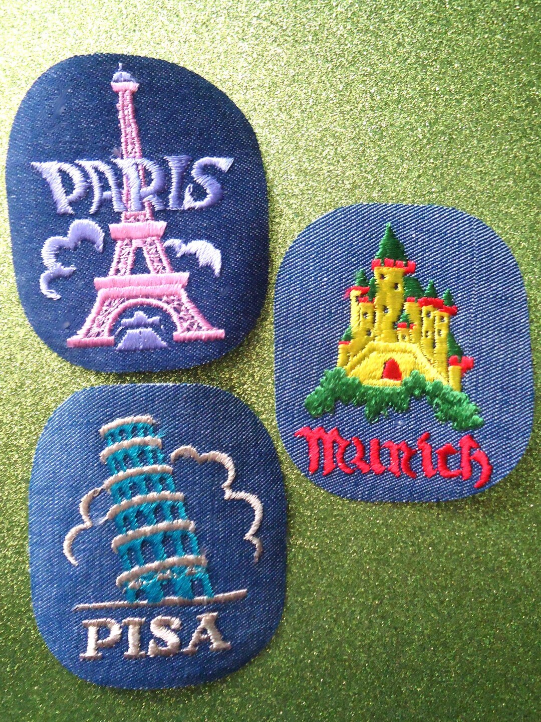 VINTAGE EUROPEAN PATCHES, Set of 3, Travel Patches, Paris, Munich ...