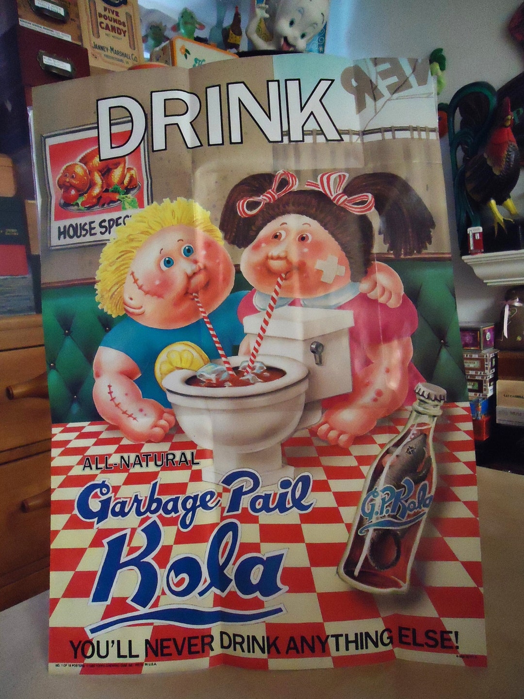 GARBAGE PAIL KIDS, 1986, Folded Poster, Drink Garbage Pail Kola ...