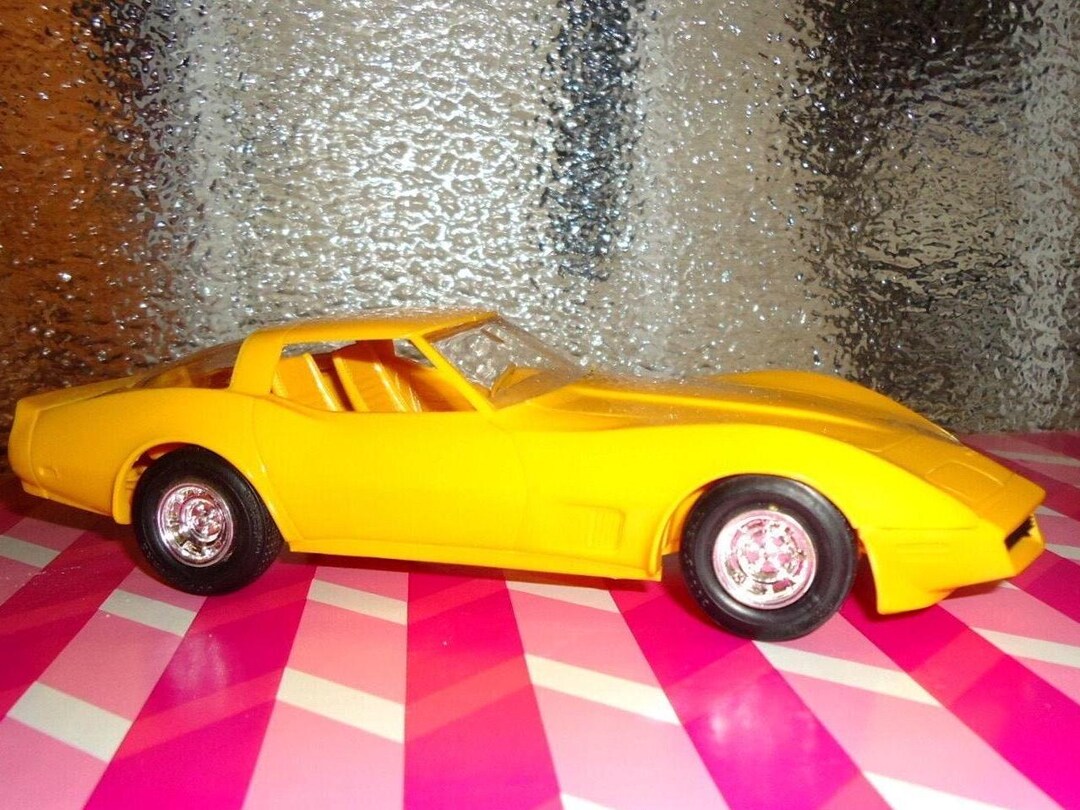 CHEVY CORVETTE PROMO, 1980, Yellow Plastic Car, Dealership, Scale Model ...