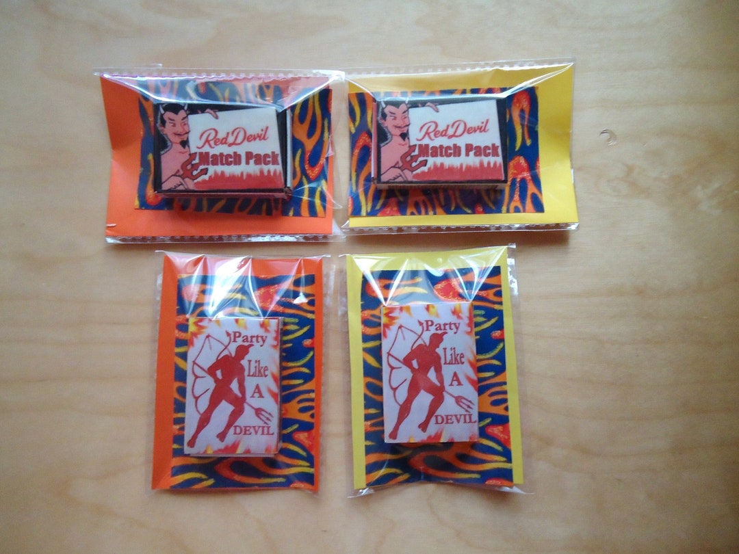 DEVIL MATCH BOXES, Four 4 Match Boxes, Double Sided, Red Devil, Satan ...