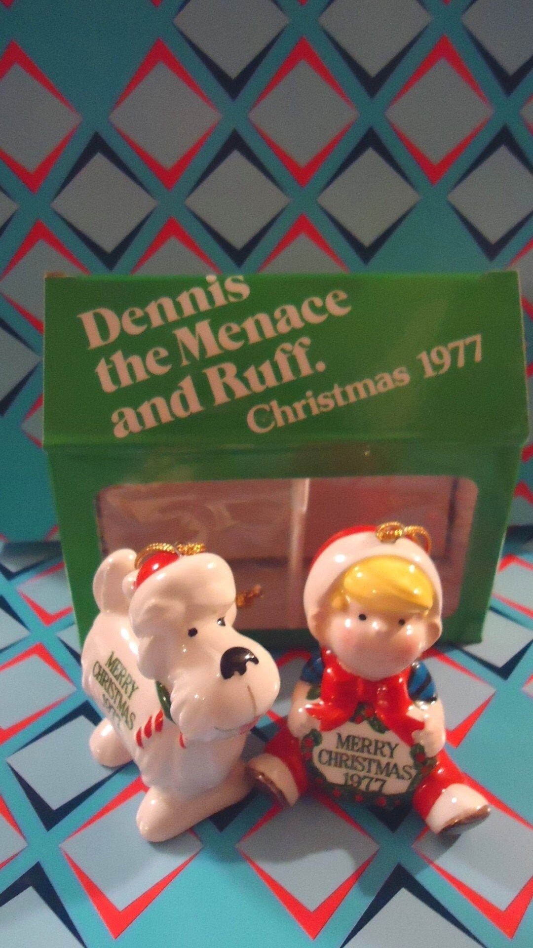 DENNIS THE MENACE, 1977, One Pair, Dennis, Ruff, Ceramic, Christmas ...