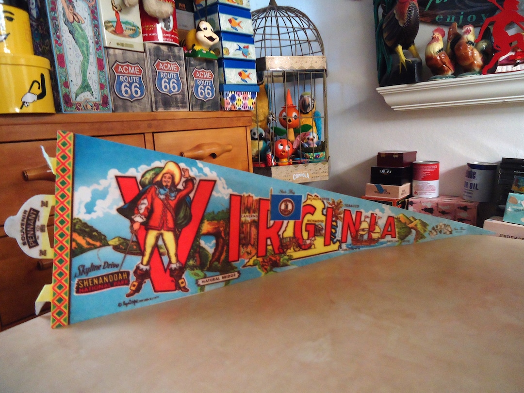 VIRGINIA PENNANT, 1977, Felt Pennant, Souvenir, Southeastern US State ...