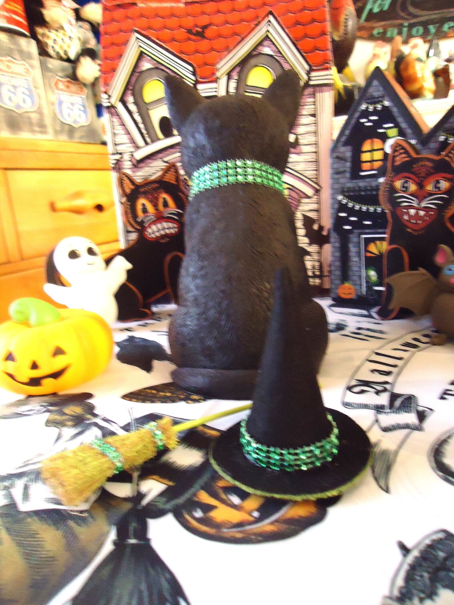 BLACK RUBBER CAT, Sitting, Black Cat, Thick, Hard Rubber Composite Body ...