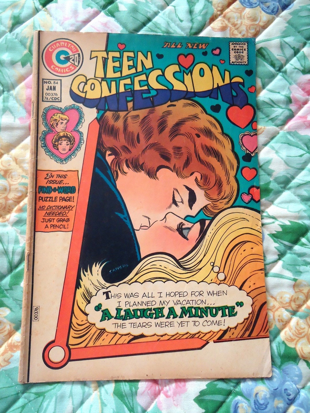1974 ROMANCE COMIC, Teen Confessions, Charlton Comic, Vol 6, No 84 ...