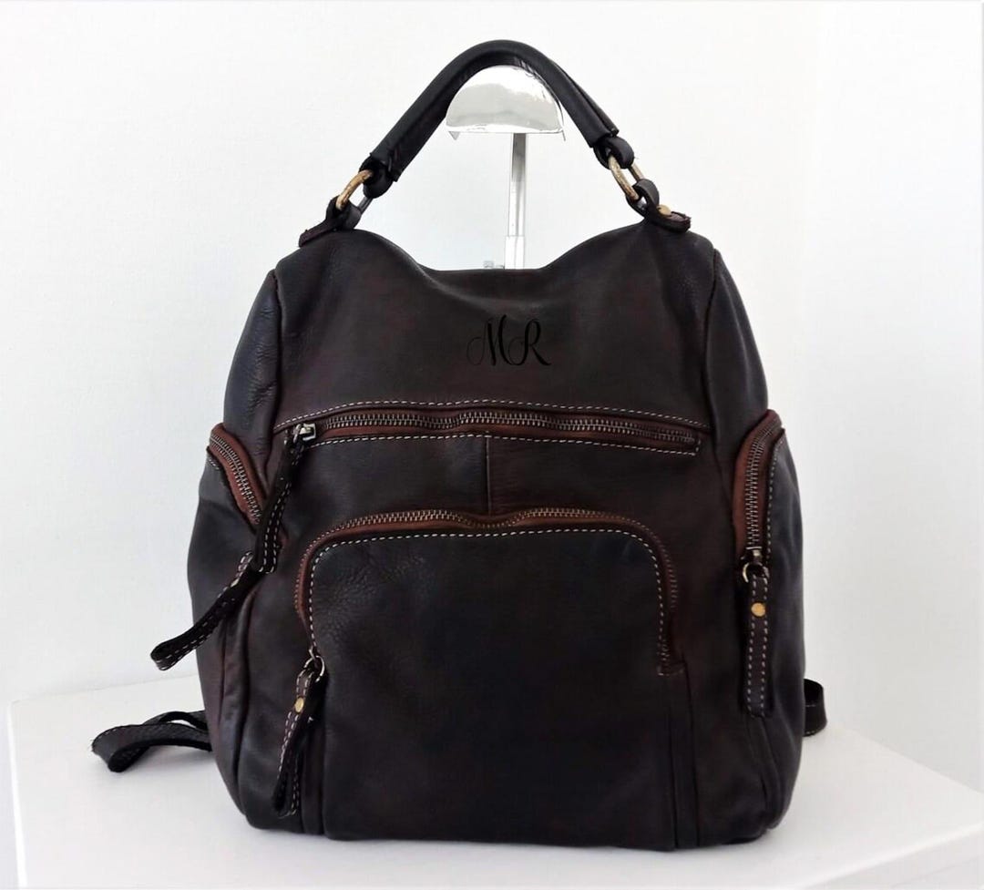 Dark Brown Soft Italian Leather Backpack, Sloiuchy Handmade Backpacks ...