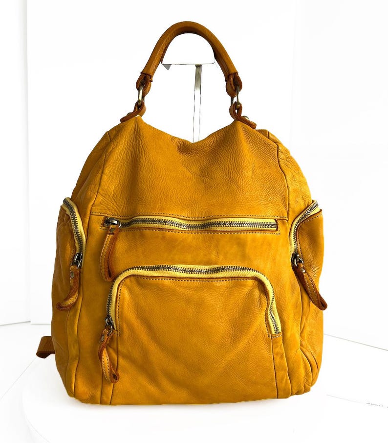 Cognac Soft Leather Backpack Italy, Slouchy Italian Handmade Backpacks ...