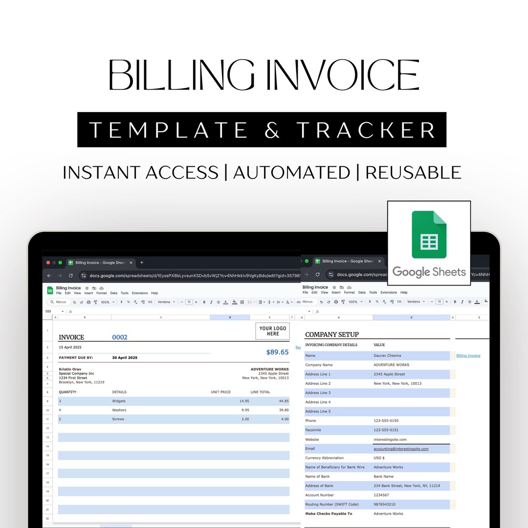 Invoice Tracker and Template for Google Sheets Invoice Template for ...