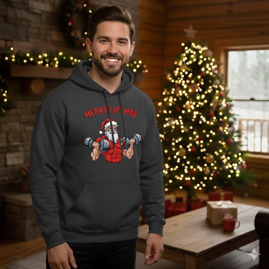 Merry Liftmas Hoodie – Bodybuilder Santa Hoodie, Christmas Gym Lover ...