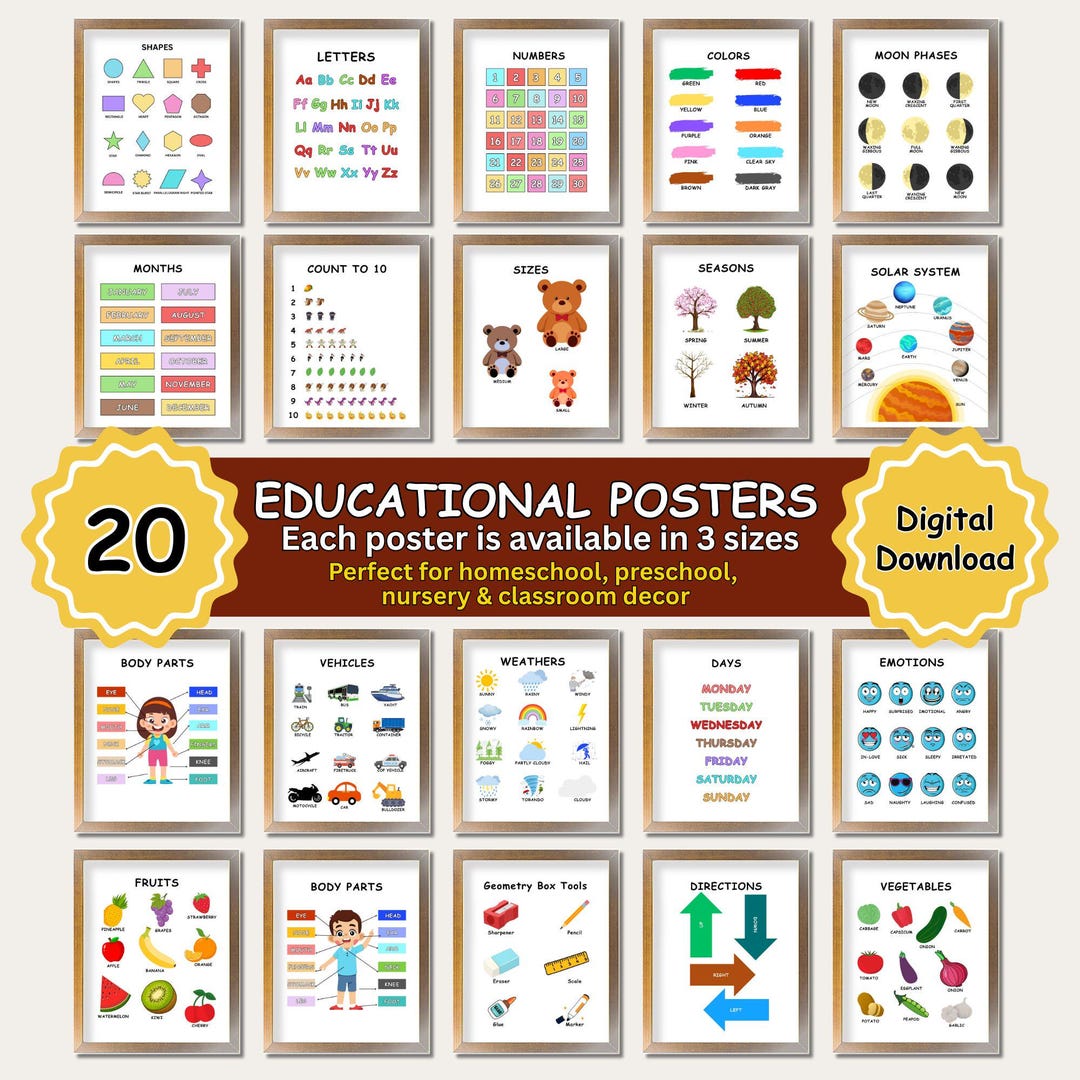 20 Educational Posters for Kids - Classroom Decor - Homeschool ...