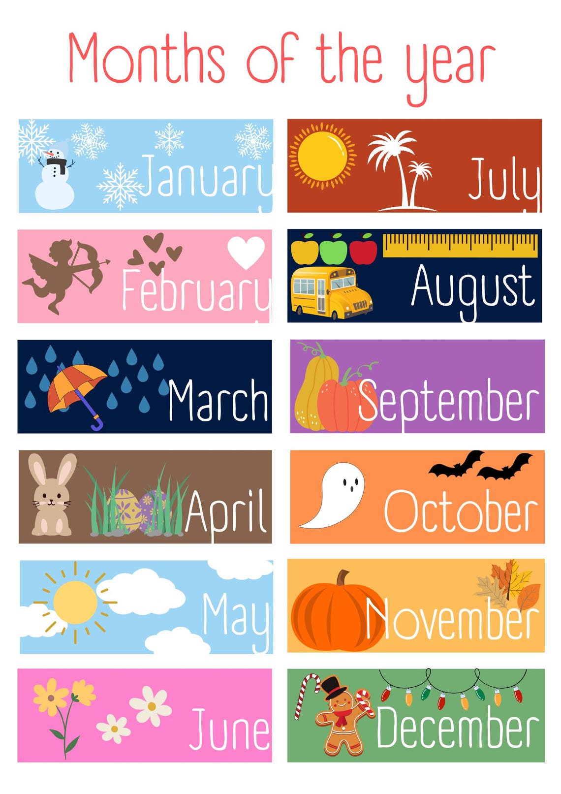 Months of the Year Poster - Etsy