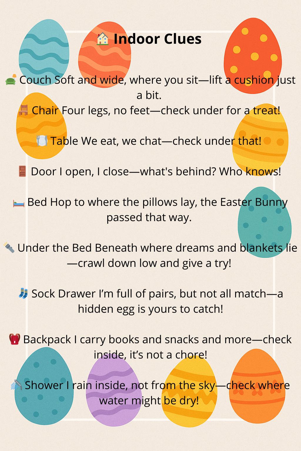Easter Treasure Hunt Map for Kids – Printable Egg Hunt Clue Game – DIY ...