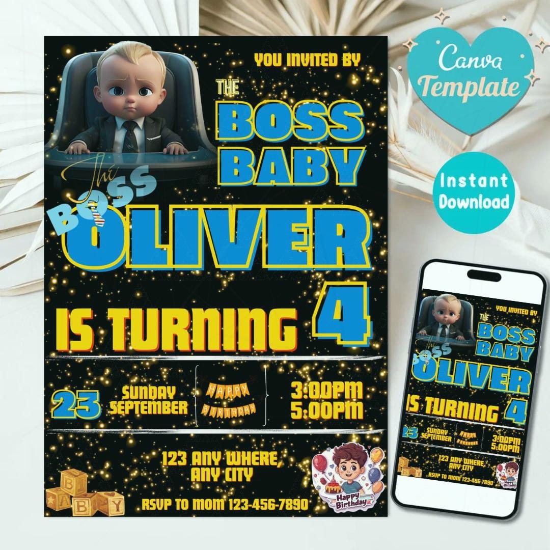 Editable Boss Baby Birthday Invitation | Boss Baby Party Invitation ...