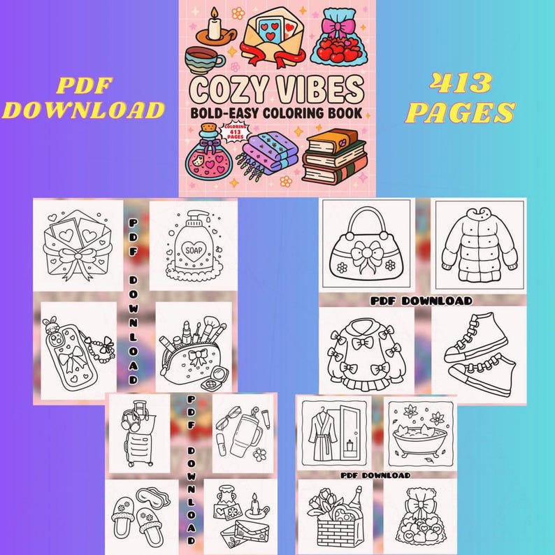 Coloring Bundle Bold and Easy Coloring Book for Kids and Adults, Cute ...