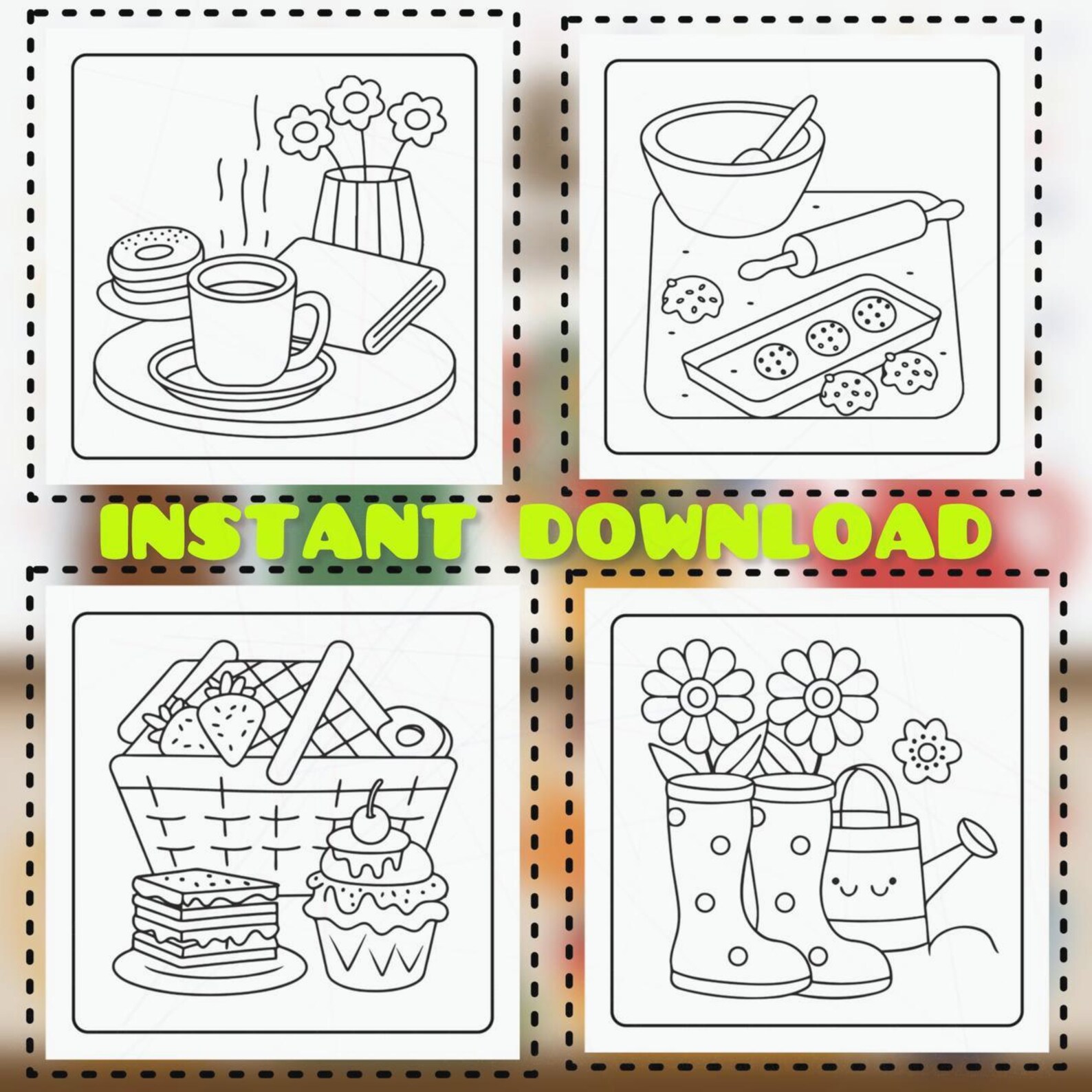 Cozy & Cute Coloring Book | 50 Fun Printable Pages With Cookies, Jars ...