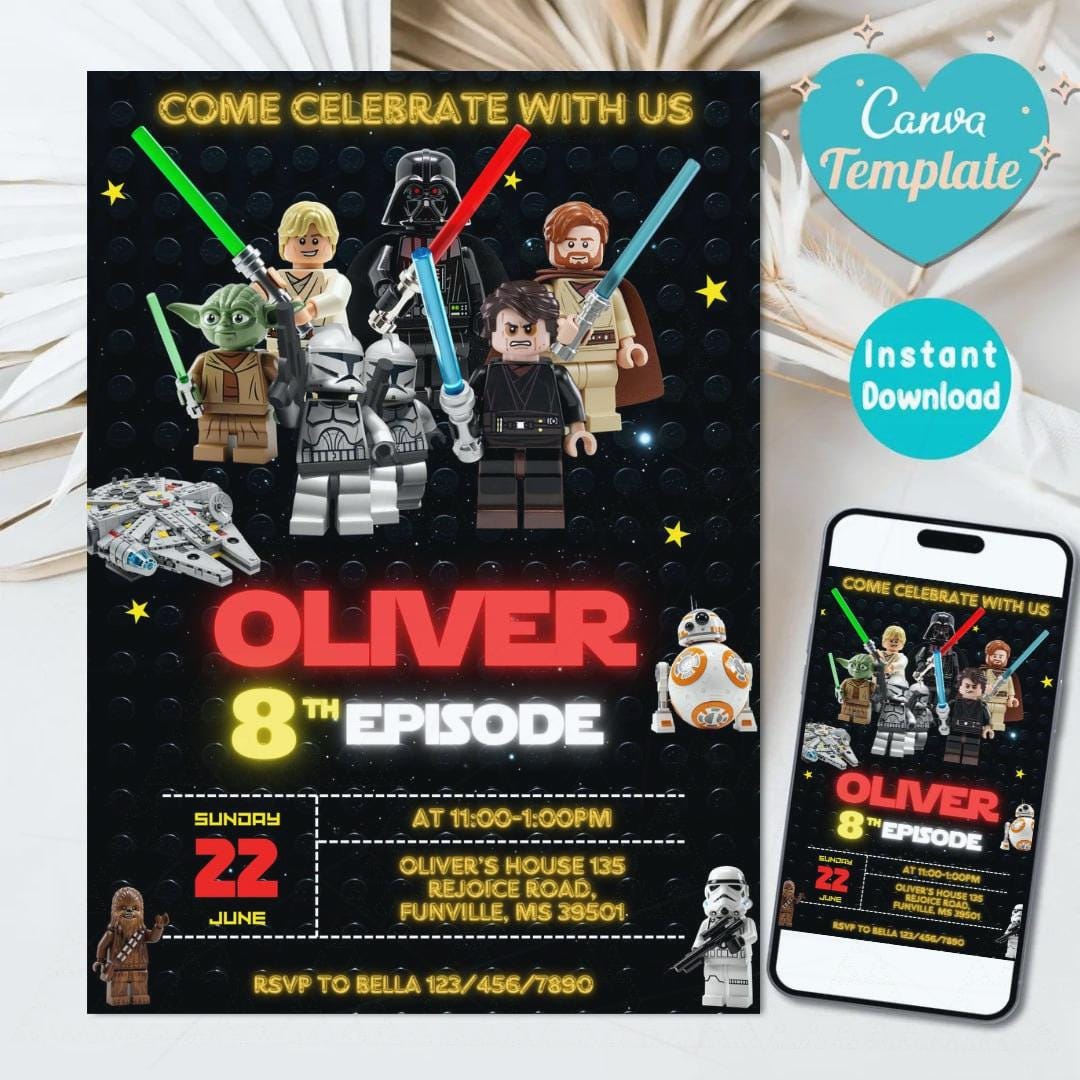 Printable Birthday Invitation, Star Invitation, War Invitation, Darth ...
