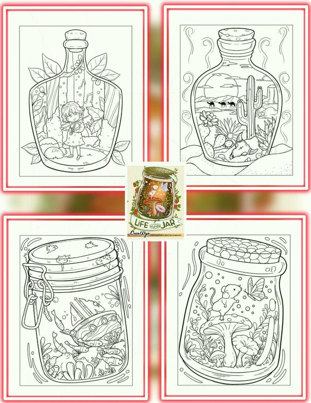 Life Inside Jar: Cute Relaxation Coloring Book by Coco Wyo Instant ...