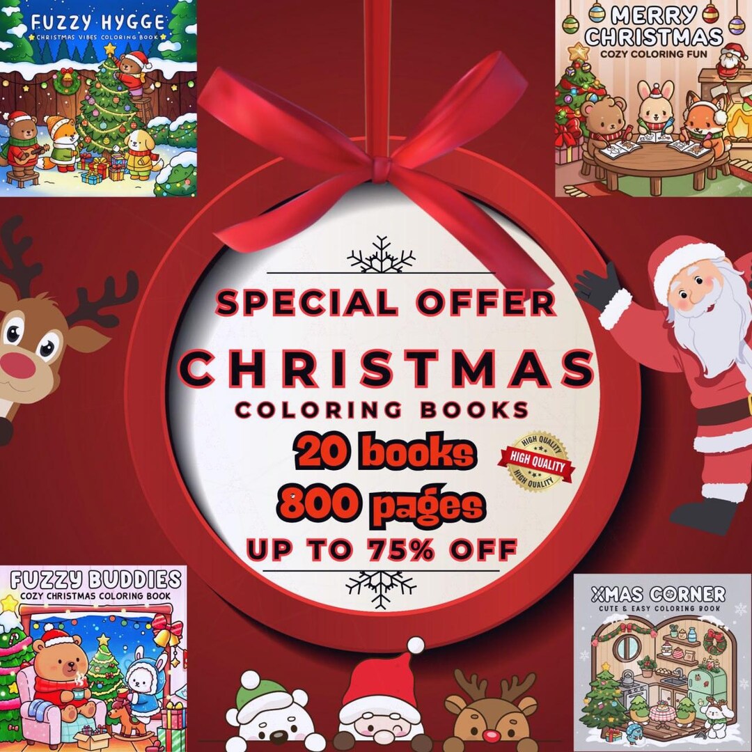 20 Cozy Christmas Coloring Book PDF – 800 Printable Pages for Kids ...