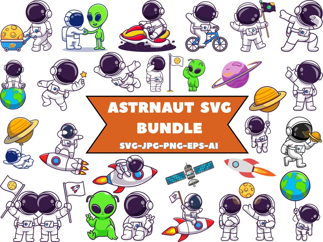 Adorable Astronaut SVG Bundle,spaceman Png,cute Space Clipart,space ...