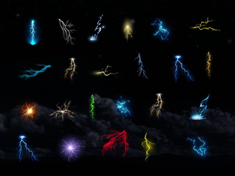 Seamless Lightning Patterns,lightning Overlays for Photoshop,realistic ...