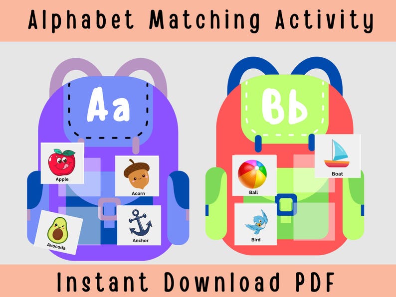 ABC Matching Activity for Kids,learn the Letters Activity for Preschool ...