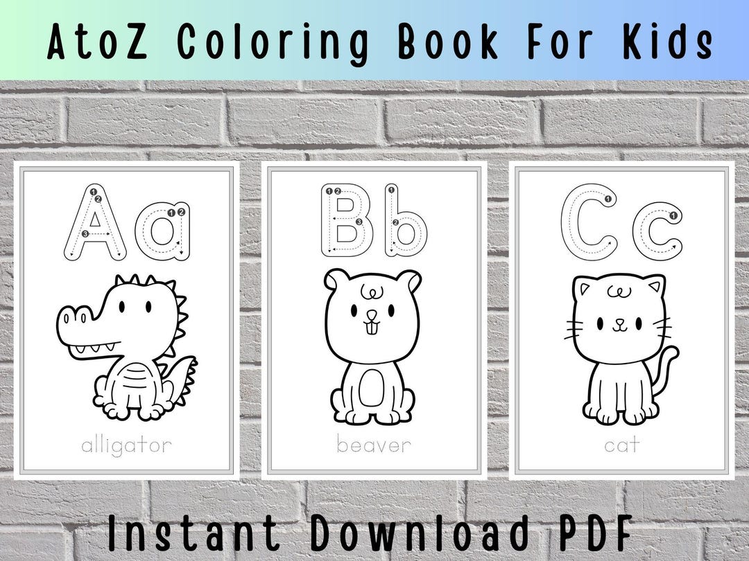 26 Pages ABC Coloring Book Pages,alphabet Coloring Pdf,baby's First ABC ...