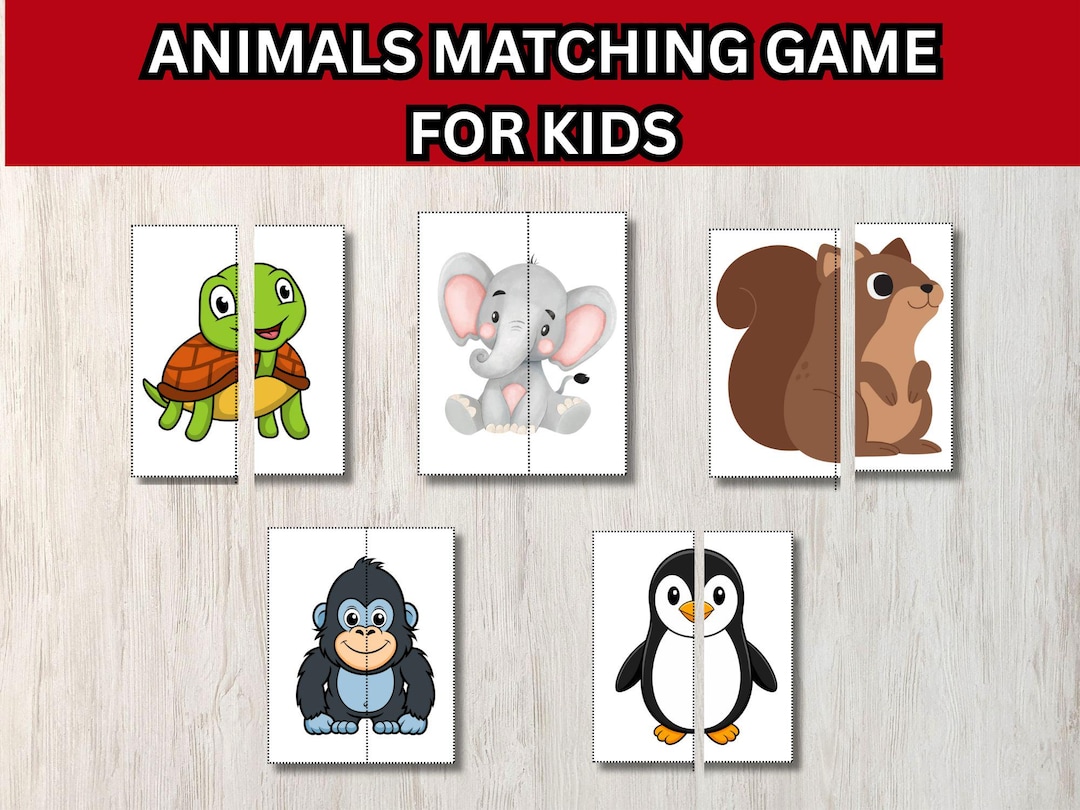 42 Animals Matching Game for Kids,farm Safari Zoo,animals Games ...
