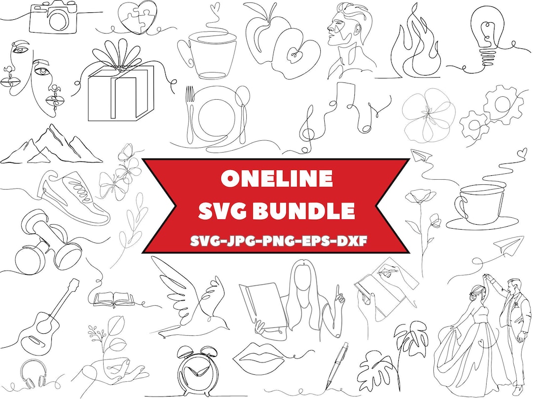 One Line Drawing Svg,minimal Svg,one Line Art Svg Bundle,digital Line ...